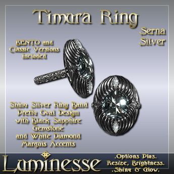Second Life Marketplace - TIMURA Serna BENTO Ring OP - Black Sapphire ...