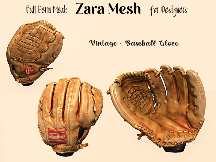 Second Life Marketplace - ZM - Vintage - Baseball Glove FULL PERM