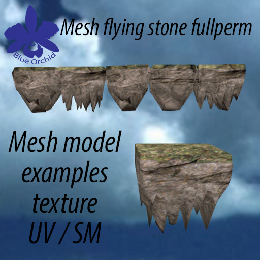Second Life Marketplace - Blue orchid ~ Mesh flying stone (boxed)