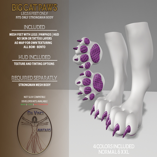 Second Life Marketplace - Da Vinci Big Cat Paws