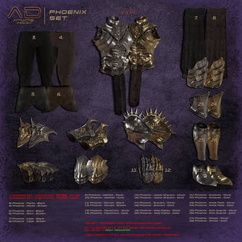 Second Life Marketplace - 14 Phoenix PAULDRONS Gold [AD]