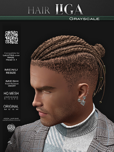 Second Life Marketplace - [//REBIRTH/]-hair braid Liga-Grayscale