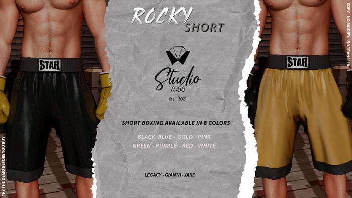 Second Life Marketplace - Studio 1988_Rocky Short Boxing Black
