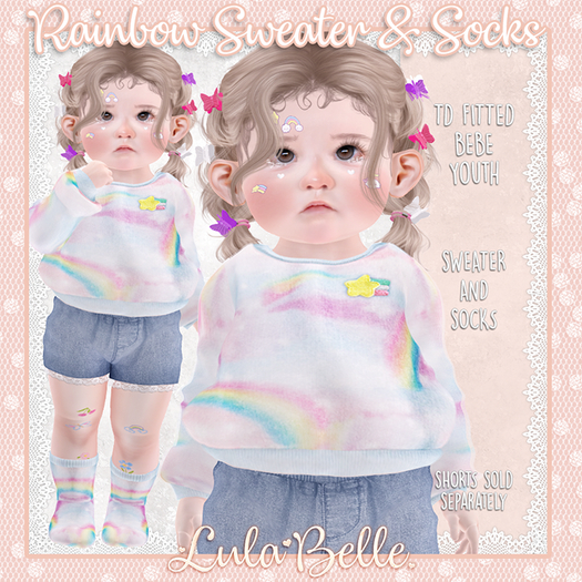 Second Life Marketplace - {Lula Belle} Fluffy Rainbow Sweater and Socks ...