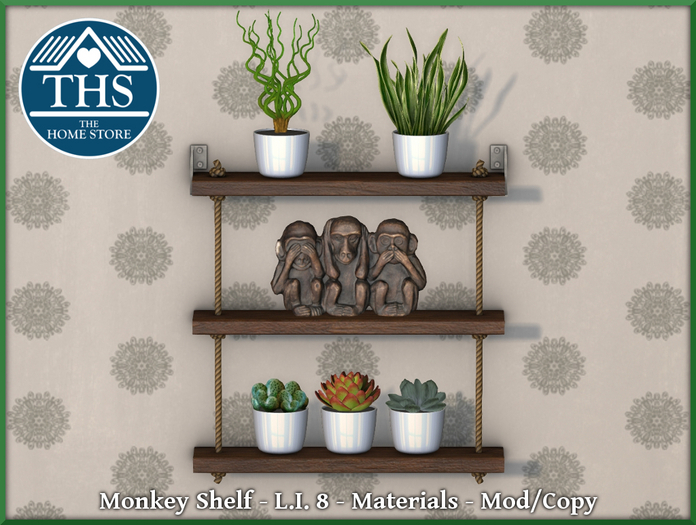 Second Life Marketplace - SHELF, MONKEY SHELF, ROPE SHELF, ROPE, SHELF