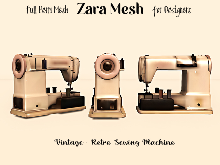 Second Life Marketplace - ZM - Vintage - Retro Sewing Machine FULL PERM