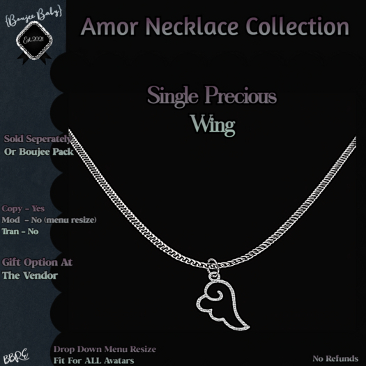 Second Life Marketplace - {Boujee Baby}Single Precious Wing Necklace ...