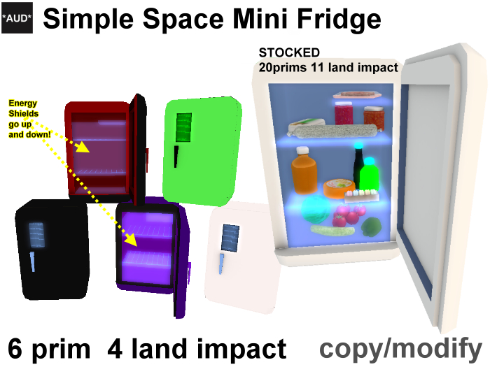 Second Life Marketplace - *AUD* Simple Space Mini Fridge -c/m - 6 prims ...