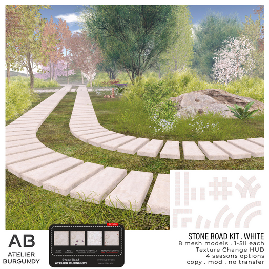 Second Life Marketplace - Atelier Burgundy . Stone Road Kit White *ADD*