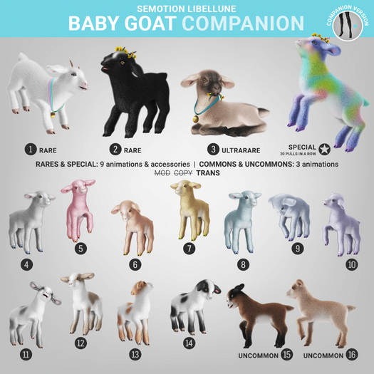 Second Life Marketplace - SEmotion Libellune Baby Goat Companion COMMON 12