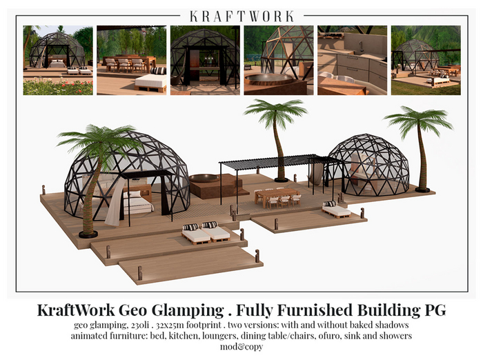 Second Life Marketplace - KraftWork Geo Glamping Fully Furnished ...