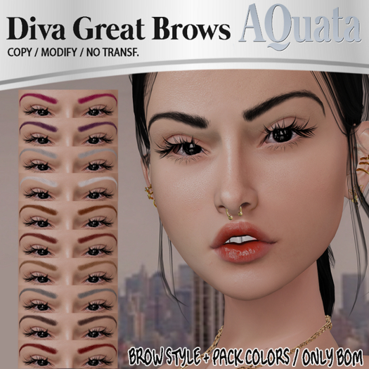 Second Life Marketplace - AQuata - Diva Great Brows - BOM Eyebrows