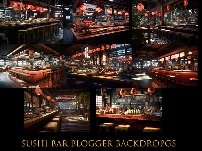 Second Life Marketplace - SATO - Sushi Bar Backdrops Full Perm Textures