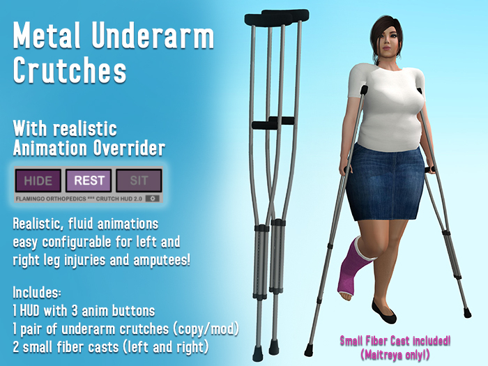 Second Life Marketplace - Underarm Crutches Metal (with HUD)