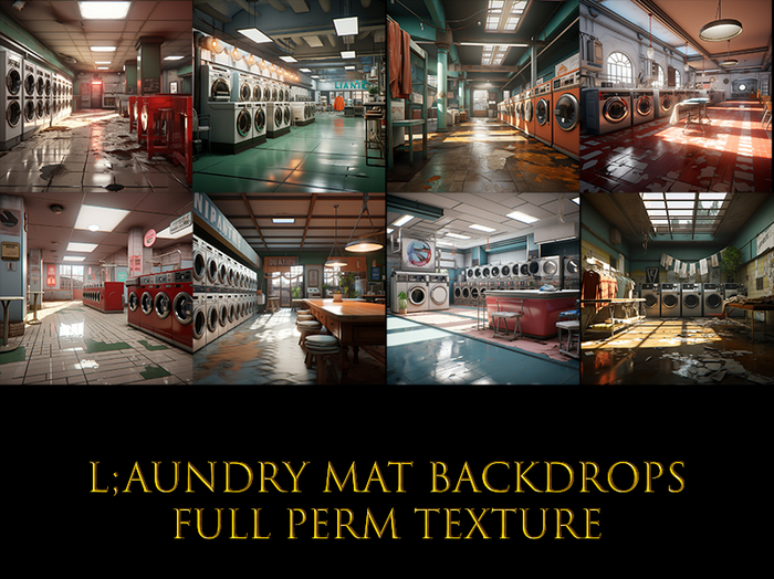 Second Life Marketplace - SATO - Laundry mat backdrops Full Perm textures