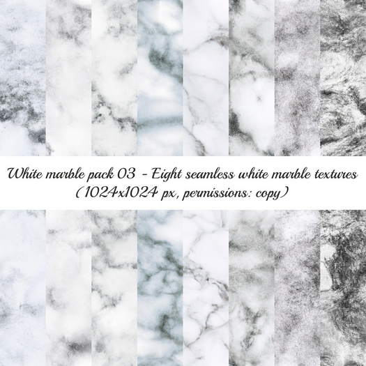 Second Life Marketplace - [Alpha Magic] White marble textures pack 03