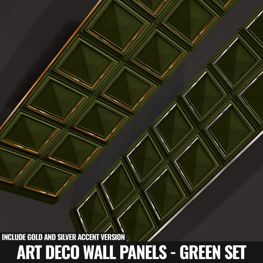 Second Life Marketplace - [YAN] Art deco wall panel - green