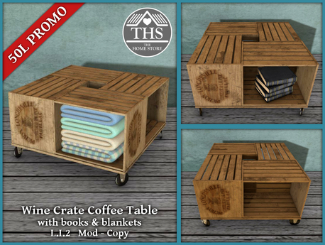 Second Life Marketplace - CRATE TABLE - WineCrateCoffeeTable Crate ...