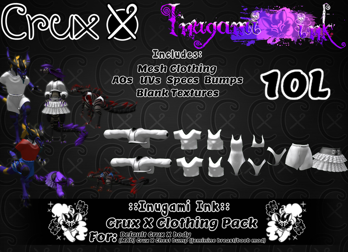 Second Life Marketplace - ::Inugami Ink::Crux X Clothing Pack[Box]