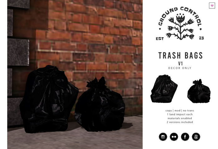 Second Life Marketplace - [Ground Control] Trash Bags - DOLLARBIE