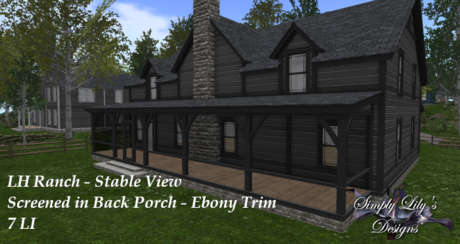 Second Life Marketplace - LH Ranch - Stable View Screened Back Porch ...