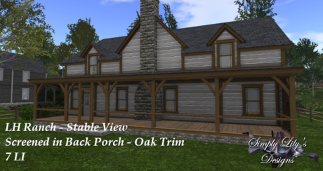 Second Life Marketplace - LH Ranch - Stable View Screened Back Porch ...