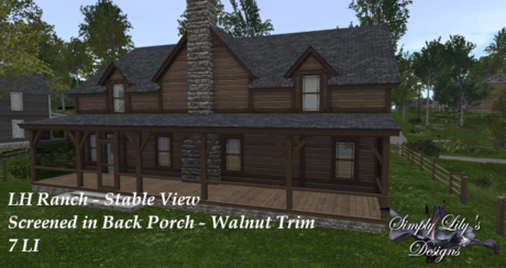 Second Life Marketplace - LH Ranch - Stable View Screened Back Porch ...