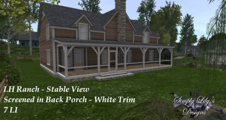 Second Life Marketplace - LH Ranch - Stable View Screened Back Porch ...