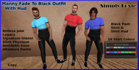 Second Life Marketplace - Manny Fade To Black Outfit With Hud (Boxed)