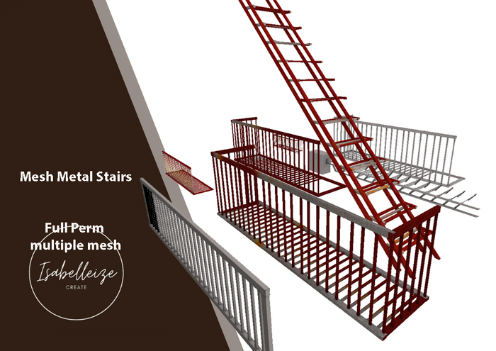 Second Life Marketplace - Mesh Metal Stairs with Balcony - Full Perm ...