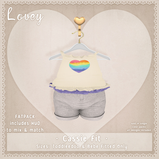 Second Life Marketplace - ;Lovey- Cassie Fit - Rainbow Heart/ Grey Denim