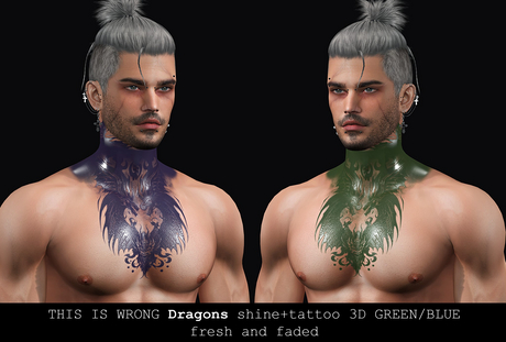 Second Life Marketplace - THIS IS WRONG Dragons shine+tattoo 3D - BLUE ...