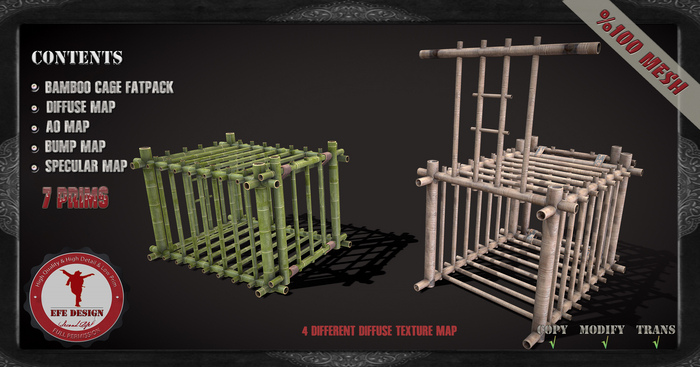 Second Life Marketplace - (Efe Design) Bamboo Cage Fatpack Fullperm