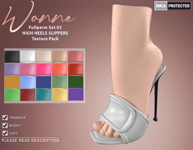 Second Life Marketplace - WONNE (03) Full Perm Mesh High Slippers ...
