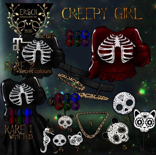 Second Life Marketplace - ERSCH - Creepy Girl Gacha RARE 1 Dress MAITREYA
