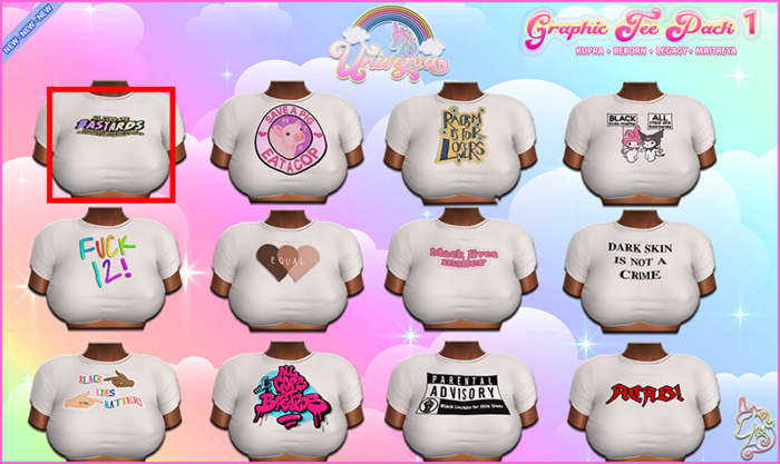 Second Life Marketplace - #UNIVERSA - Graphic Tee Pack V1 - ACAB ANIME ...