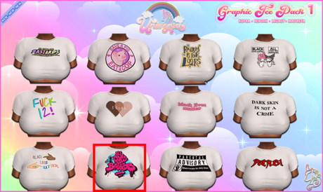 Second Life Marketplace - #UNIVERSA - Graphic Tee Pack V1 - ACAB SPRAY