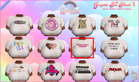 Second Life Marketplace - #UNIVERSA - Graphic Tee Pack V1 - BLM PINK ...