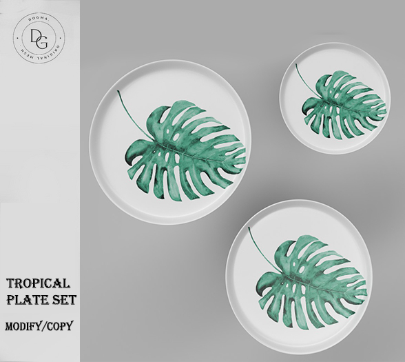 Second Life Marketplace - [Dogma] Dinner Plate Tropical Deco Set