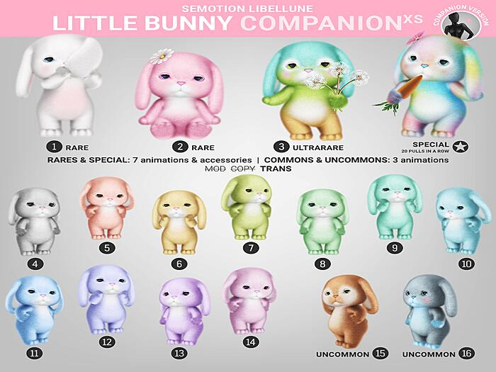 Second Life Marketplace - SEmotion Libellune Little Bunny XS Companion ...