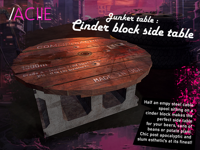 Second Life Marketplace - !ACHE! : Junker Table : Cinder Block ...