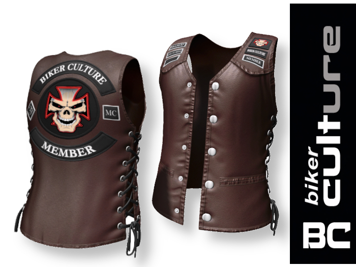 Second Life Marketplace - Biker Culture_MENS_MC BIKER VEST_BROWN ...