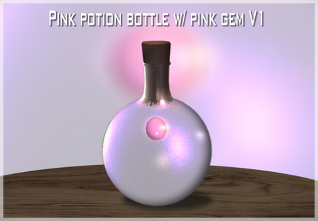 Second Life Marketplace - {LIMONIA} Pink potion bottle w/ pink gem V1