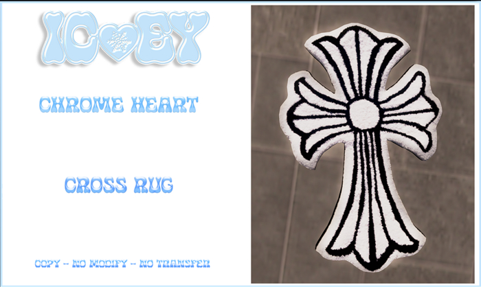 Second Life Marketplace - Icey-Chrome Heart Cross Rug