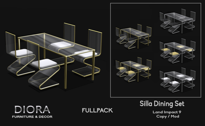 Second Life Marketplace - DIORA Silla Dining Set FullPack