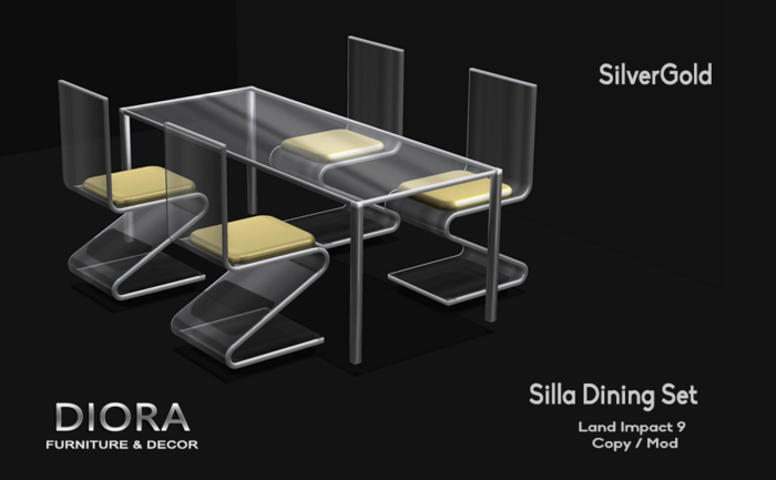 Second Life Marketplace - DIORA Silla Dining Set SilverGold
