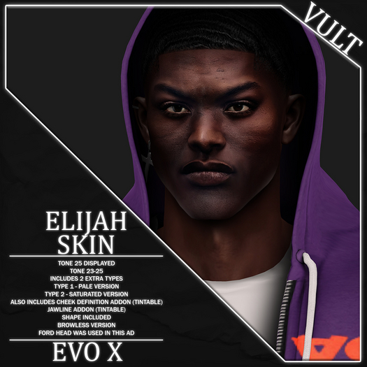 Second Life Marketplace - [VULT] ELIJAH EVO X SKIN TONE 25 - BOM