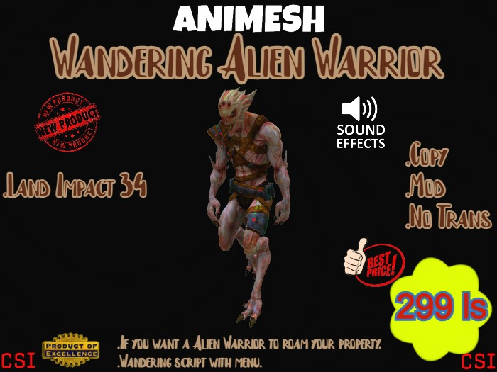 Second Life Marketplace - AniMesh Wandering Alien Warrior (box)