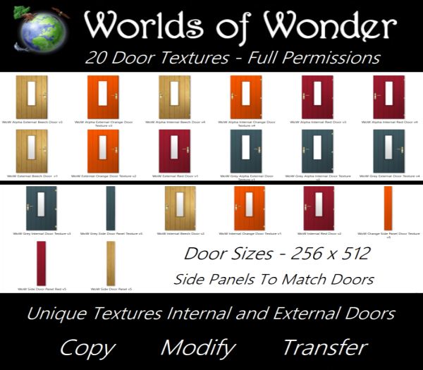 Second Life Marketplace - WoW 20 Door Textures