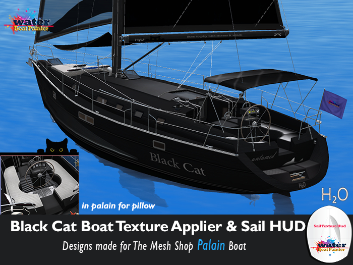 Second Life Marketplace - W:B:P:Palain Black Cat Texture&Sail Applier _BOX